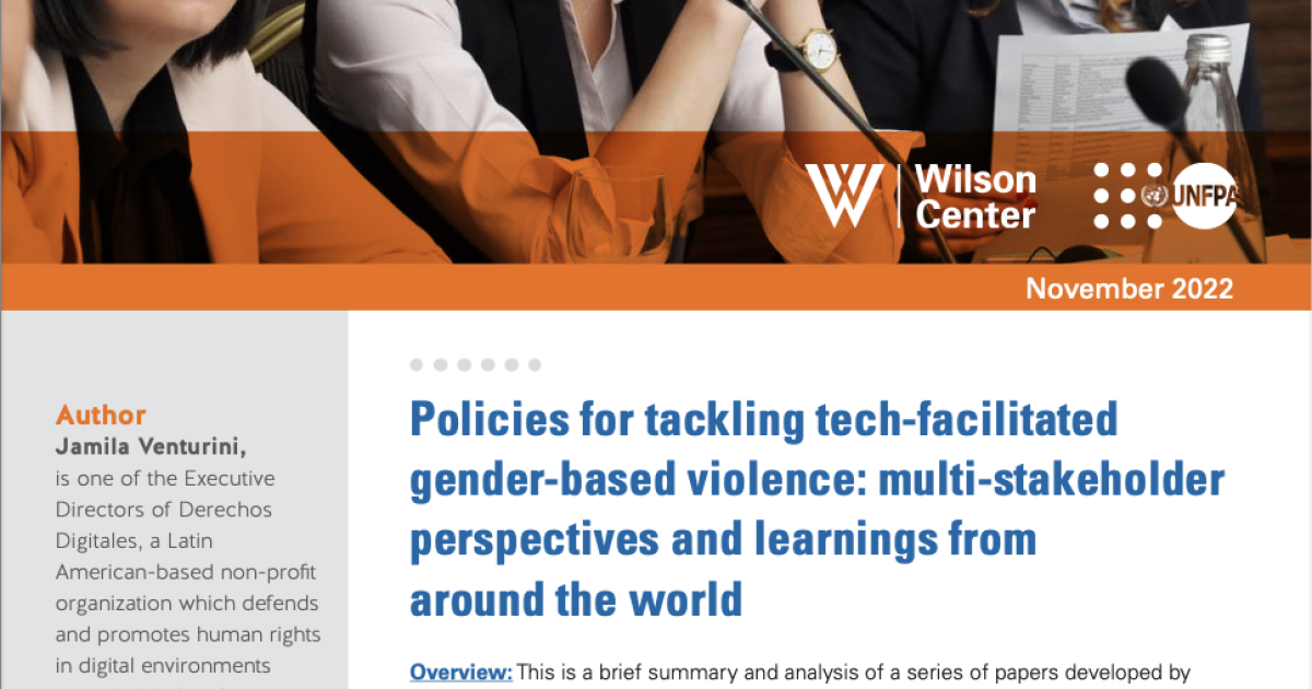 Technology-facilitated Gender-based Violence: Rights-based Regulation | Wilson Center